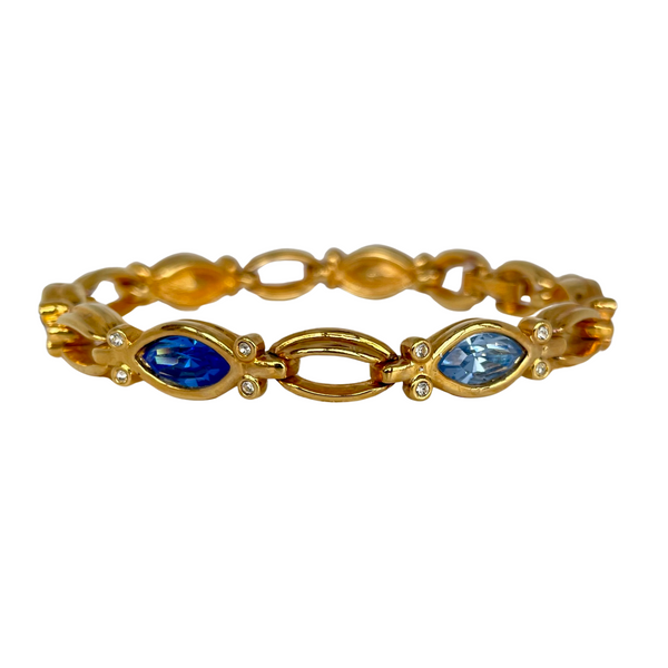 A Vintage Swarovski Bracelet set with Aqua and Blue Sapphire coloured ...