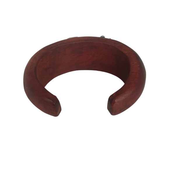 A Vintage Wooden Cuff Bracelet with Colourless Sapphires - Annabel James