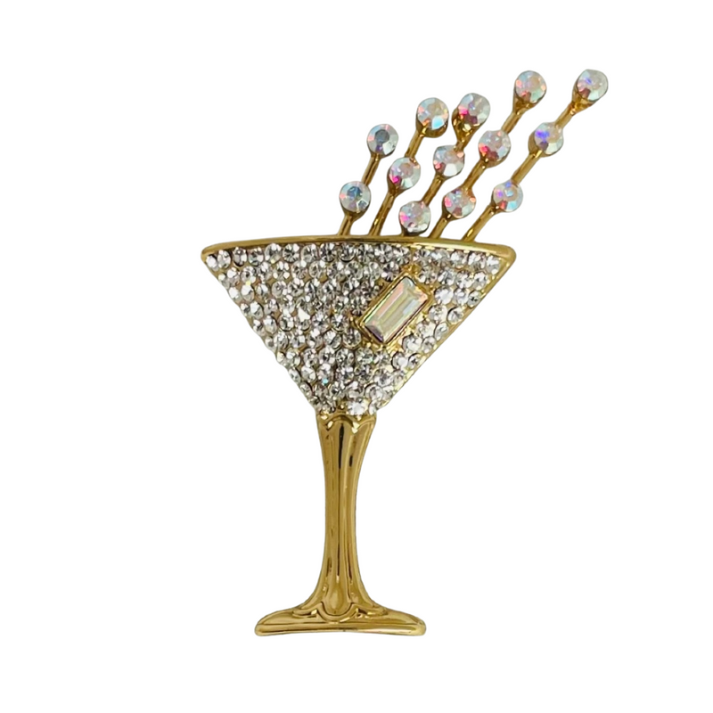 Vintage Butler & Wilson Small Gold-Tone Cocktail Glass Brooch - Annabel ...