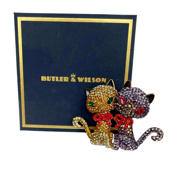 Butler & Wilson Two Cats Brooch - Annabel James