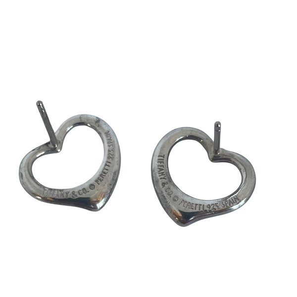 A Pair of Tiffany & Co. Elsa Peretti Open Heart Sterling Silver Vintag ...