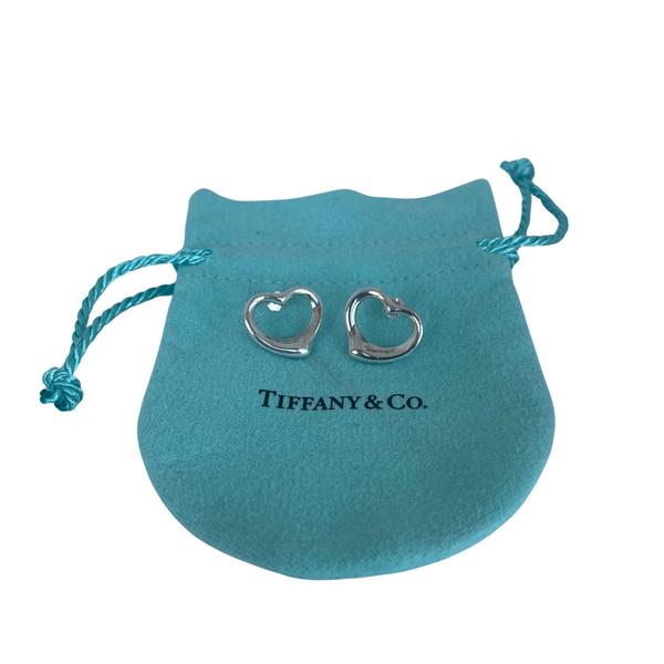 A Pair of Tiffany & Co. Elsa Peretti Open Heart Sterling Silver Vintag ...