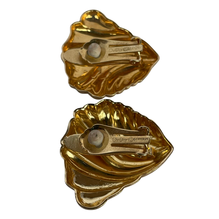 Vintage Christian Dior Large Shell Clip Earrings, 1980s - Annabel James