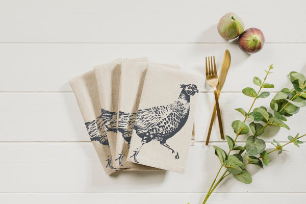 Pheasant Linen Napkins - Annabel James